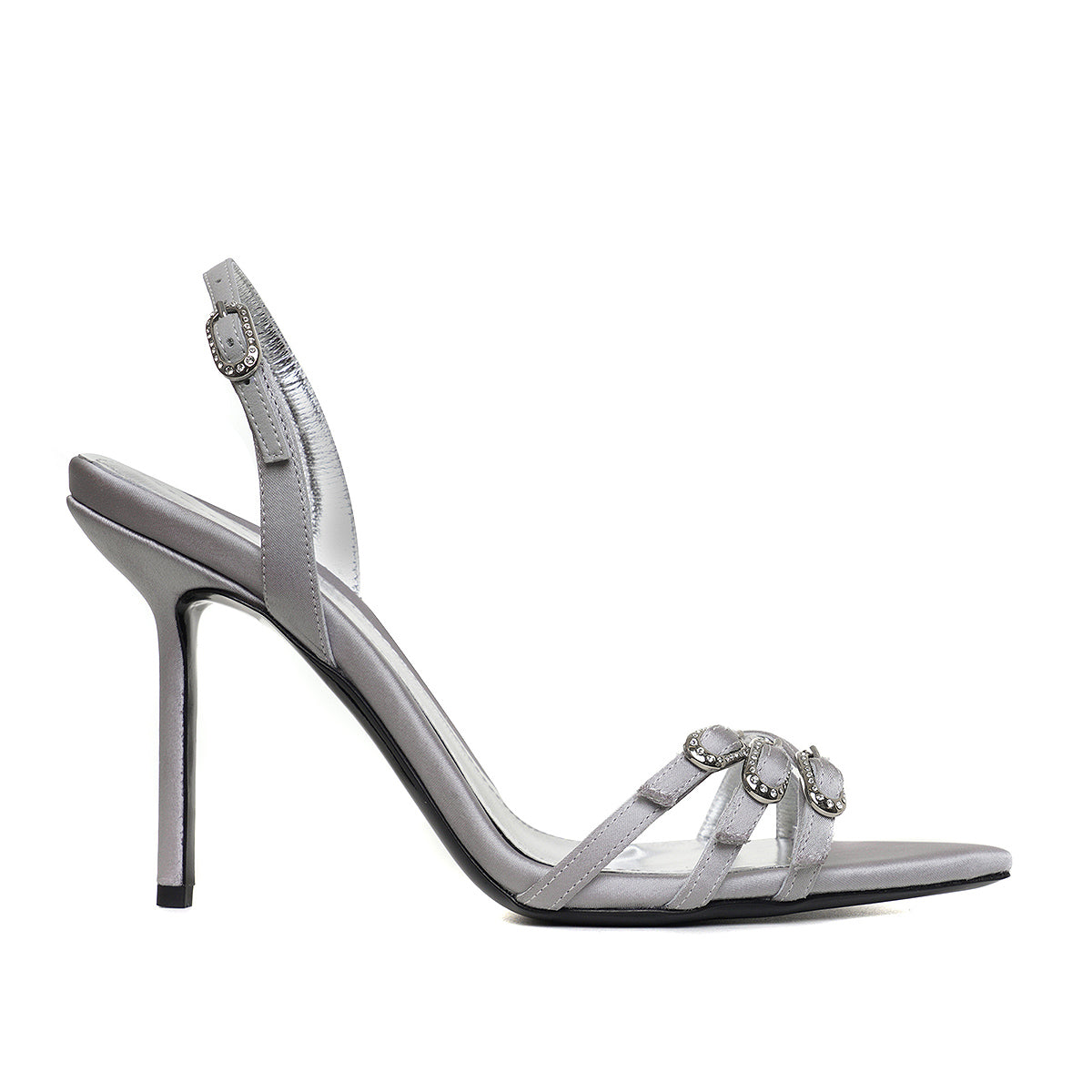 Sandale Yvy Satin, Gri-Argintiu - Premium Collection